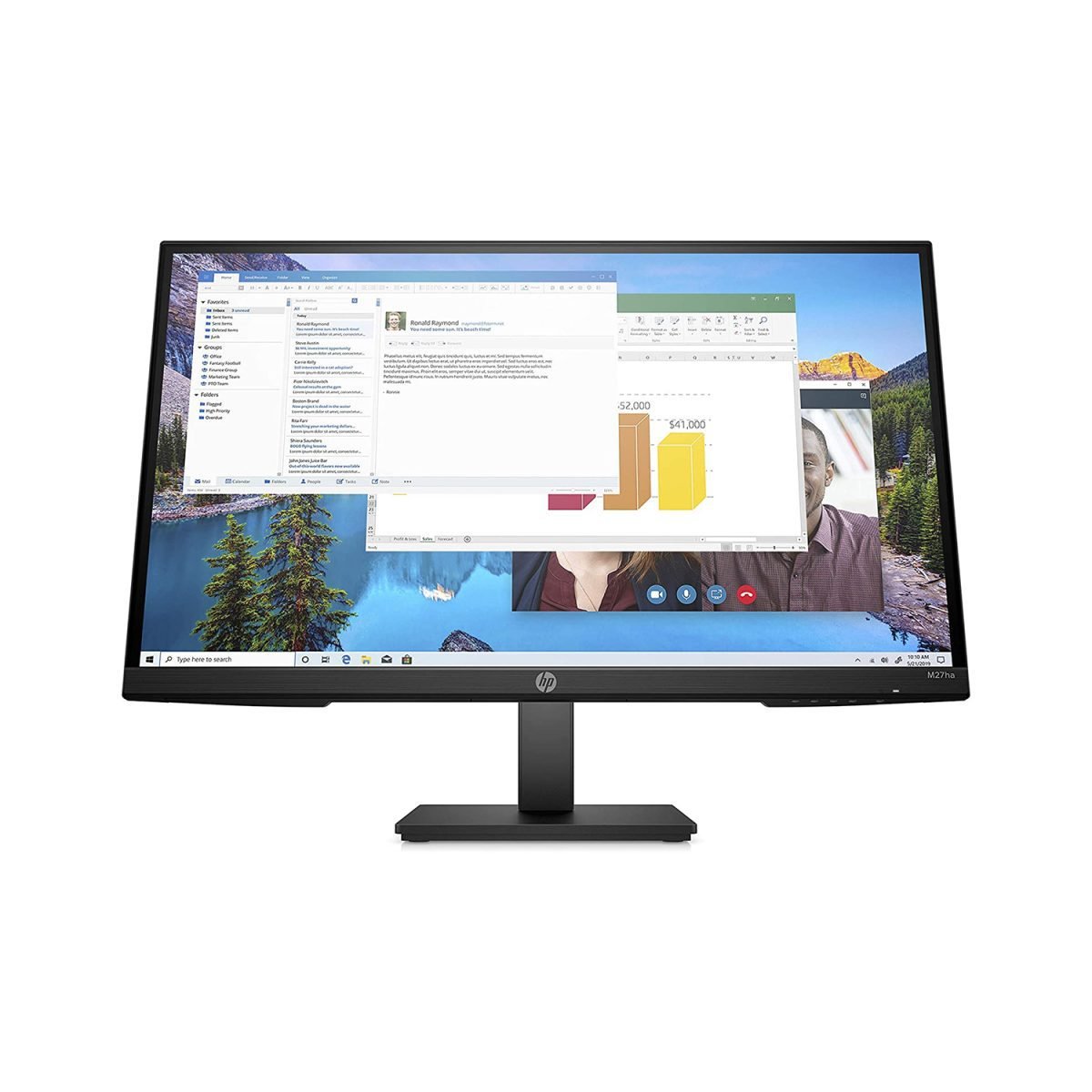 HP M27ha 27" 1920 x 1080 LED Monitor HDMI DisplayPort VGA NEW. Open Box ...